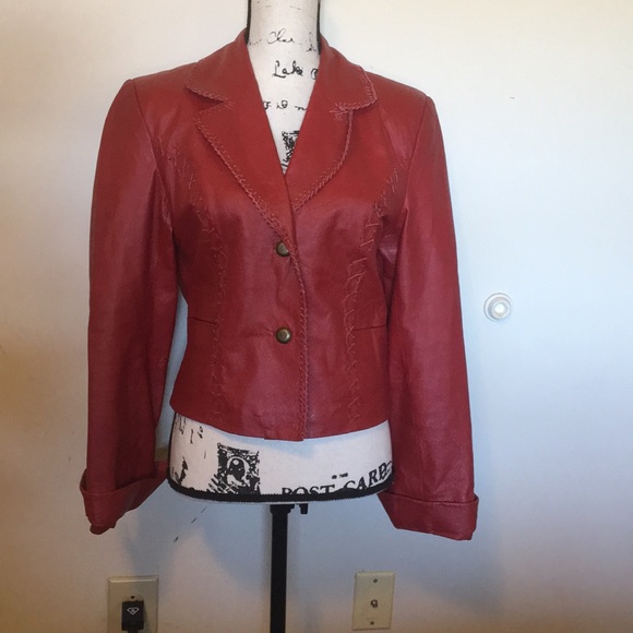 Vintage | Jackets & Coats | Leather Gallery Vintage Red Leather Jacket ...